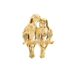 CARAMEL VINTAGE JEWELLERY Plated Lovebirds Brooch - Gold