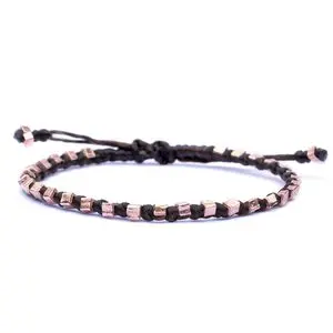 HARBOUR UK BRACELETS Aurora Cord And Vermeil Rose Gold Bracelet - Brown