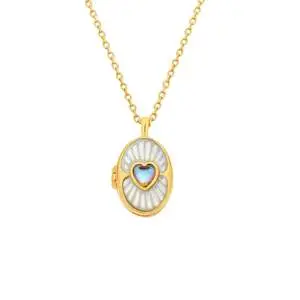 LA KAISER Mother Of Pearl Dive In Deep Locket - Gold
