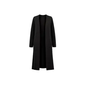 TANTRA SPAIN SL Long Knitted Cardigan With Pockets - Black