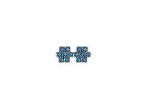 VICKISARGE The Hive Platinum Clip Earrings - Blue