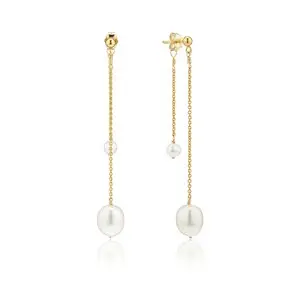 LILY & ROO Layered Pearl Drop Earrings - Gold