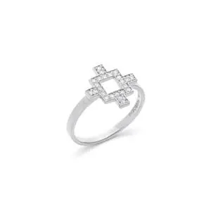 SHEIDA FARROKHI Minimal Flower Ring - Silver/white