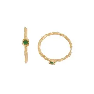 CLAIRE HILL DESIGNS Chalcedony Lichen Branch Hoop Earrings - Gold