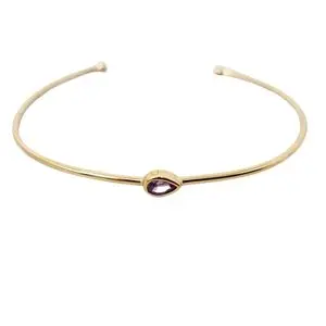 HARFI Gold Vermeil Amethyst Bangle - Gold/yellow