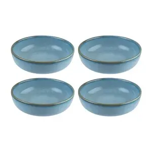 Turgla Home Sky Round Porcelain Bowl Set Of Four - Blue