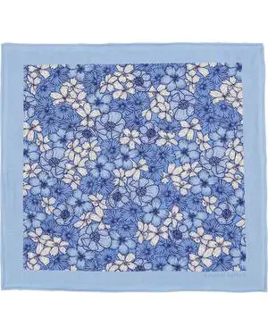 LORDS OF HARLECH Hudson Dense Floral Merino Handkerchief Pocket Square - Blue