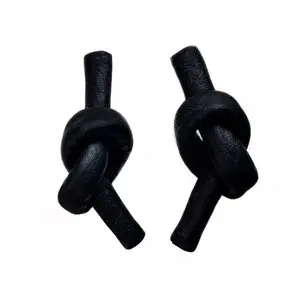 WAIWAI Knot Leather Earrings - Black