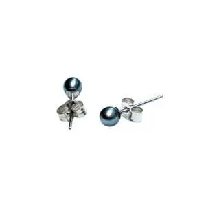 OOLO LONDON Freshwater Peacock Pearl Studs - Black/silver