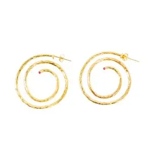 LES REINES Helispheric Hammered Hoop Earrings