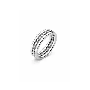 GOLD & HONEY Beaded Band Ring - Silver
