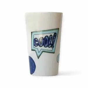 Lali Design Studio Blue / White Pop Art Cool Tumbler Hand-painted Porcelain - Blue/white