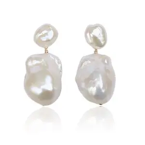 KIRI & BELLE Nova Baroque Pearl Drop Earrings - Gold