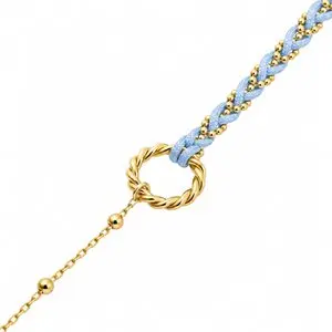 SPERO LONDON Handmade Rope Braided Sterling Silver Beaded Chain Bracelet - Blue