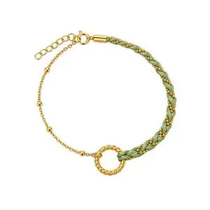 SPERO LONDON Handmade Rope Braided Sterling Silver Beaded Chain Bracelet - Green