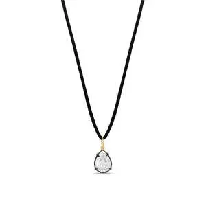 SHYMI Pendant Necklace With Pear Shape Stone - Black