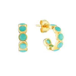 AUREE JEWELLERY Ortigia Mini Amazonite Hoop Earrings - Blue