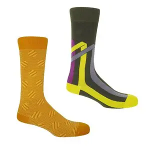 PEPER HAROW - MADE IN ENGLAND Polka Stripe & Ribbon Stripe Socks Bundle - Orange
