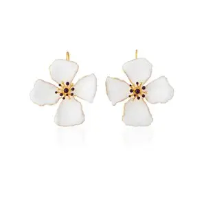 MILOU JEWELRY Hibiscus Flower Earrings White