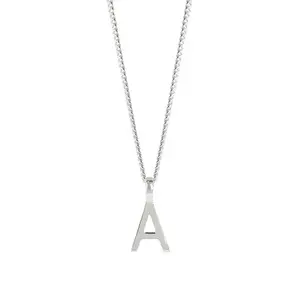MURU Letter Pendant Necklace With Curb Chain - Silver