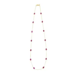 OPIUM JEWELS Gold Plated Ruby Chain Necklace - Gold/red