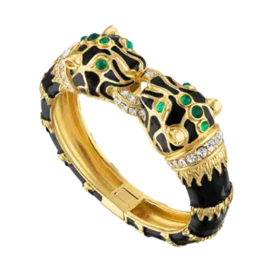 LAURA GRAY Enamel Double Panther Bracelet - Black