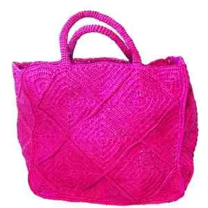 ZANATANY CONCEPTS Nico Raffia Tote Bag - Pink