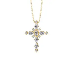 VANIMY Byzantine Cross Amulet Pendant Necklace - Gold