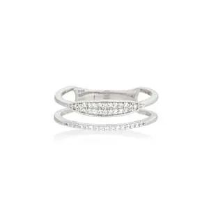 SHABELLA NYC Pave Dual Slim Signet - Silver