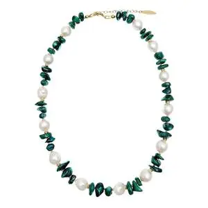 FARRA Irregular Bamboo Coral And Pearl Necklace - Green