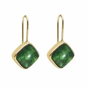 FARRA Square Shaped Aventurine Earrings