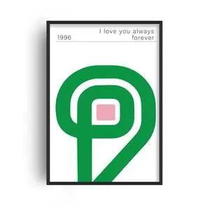 FANCLUB I Love You Always Forever Retro Giclée Art Print - Green
