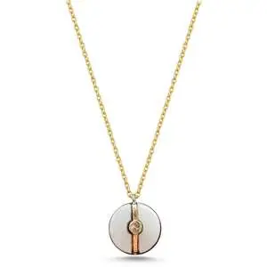 ECCE ARTISAN DIAMONDS Enamelled Mini Diamond Button Necklace - White