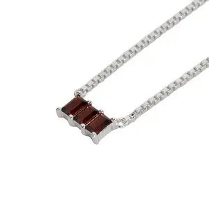 NASI SILVER Kadima Baguette Garnet Necklace Red