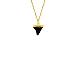 TRUE ROCKS Enamel And Gold-Plated Sharks Tooth Mini Pendant Black