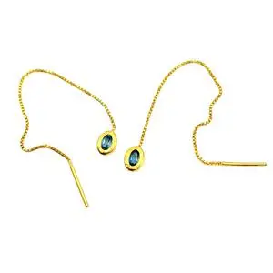 AMY DELSON JEWELRY Thelma London Blue Topaz Gold Vermeil Threader Earrings - Blue/gold