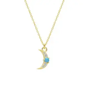SPERO LONDON Crescent New Moon Opal Necklace - Blue