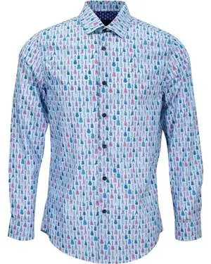 LORDS OF HARLECH Norman Guitars Shirt Sky - Blue