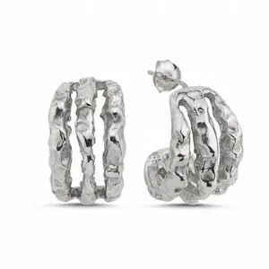 LINYA JEWELLERY Triple Hoop Earrings - Silver