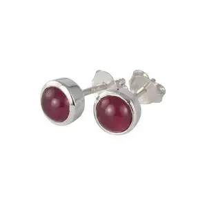 THE JEWELLERY STORE LONDON Ruby Stud Earrings In Sterling Silver - Silver/red