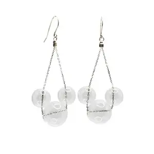 LAURA DAILI Blown Glass Bubble Dangle Earrings - Silver