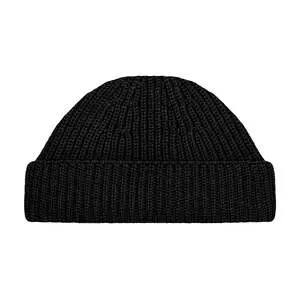 PAUL JAMES KNITWEAR Heavyweight Merino Wool Fisherman Beanie - Black