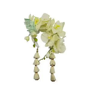 JULIA CLANCEY Floral Headband With Tassels - White