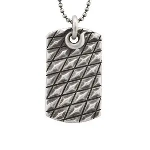 SNAKE BONES Alligator Scales Dog Tag Pendant Necklace - Silver