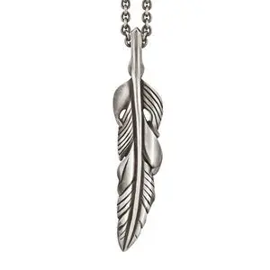 SNAKE BONES Feather Pendant In Sterling - Silver