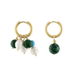 OLIVIA LE Tyra Stone Charm Hoop Earrings - Gold