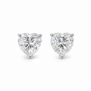 PEARL CODE Heart Moissanite Stud Earrings - Silver