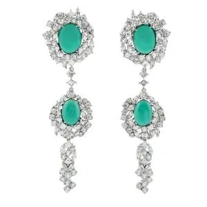 ARTISAN Onyx And Topaz Drop Earrings - White/green