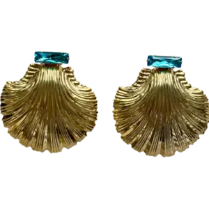 LAURA GRAY Shell Earrings With Crystal - Blue