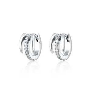 SCREAM PRETTY Illusion Claw Mini Huggie Earrings - Silver
